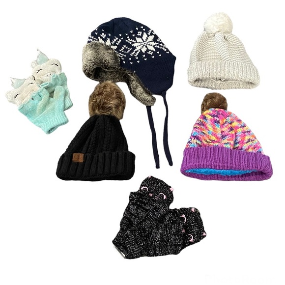 Accessories | Lot Of 6 Girls Winter Hats Gloves Cats See Pics | Poshmark